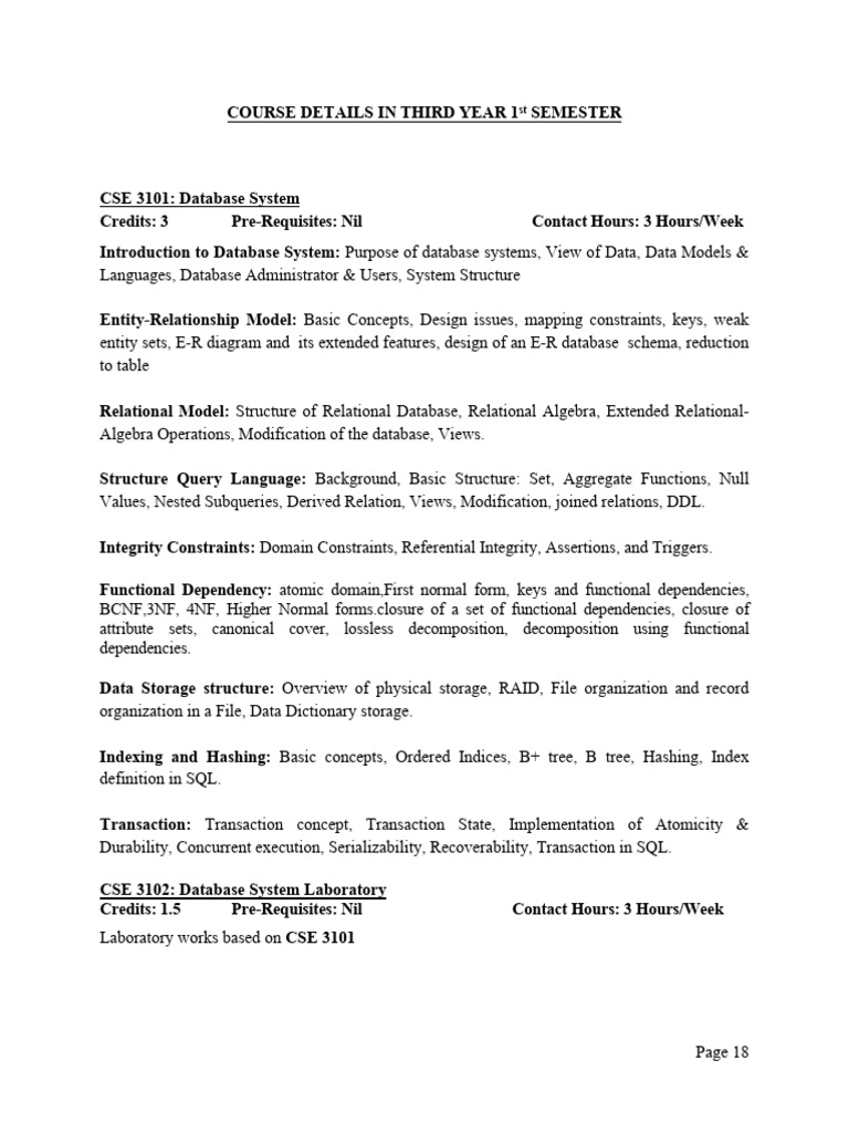 Just Cse 2013-14 Course Details in Third Year | PDF | Process (Computing) | Relational Database