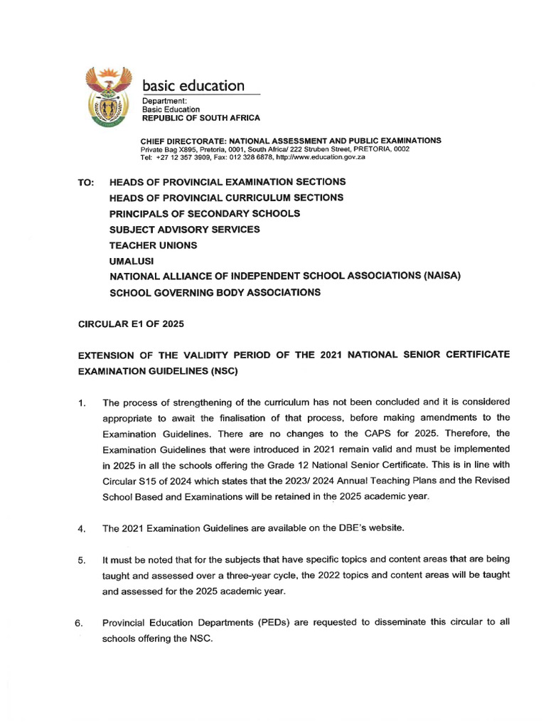 CIRCULAR E1 of 2025 - Extention of The Validity Period of The 2021 NSC ...