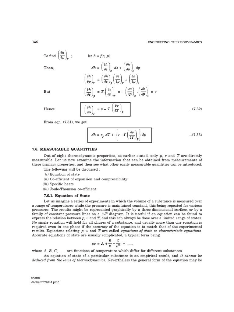 Thermodynamic Properties and Equations | PDF | Gases | Pressure
