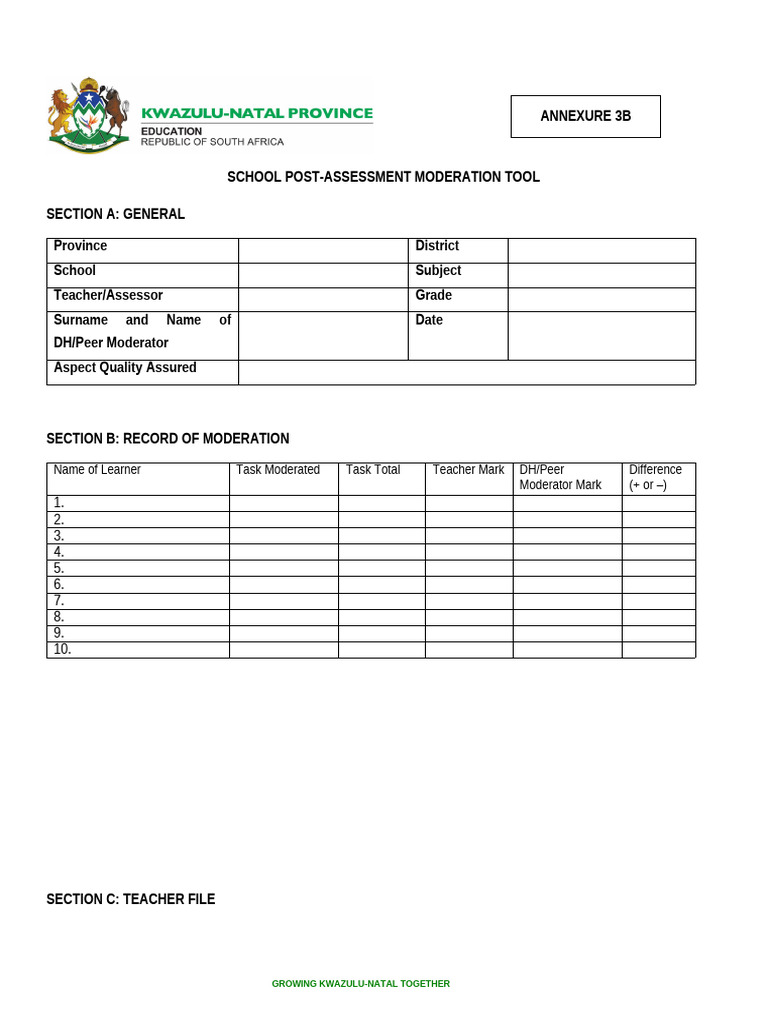Final School Post Assessment Moderation Tool | PDF