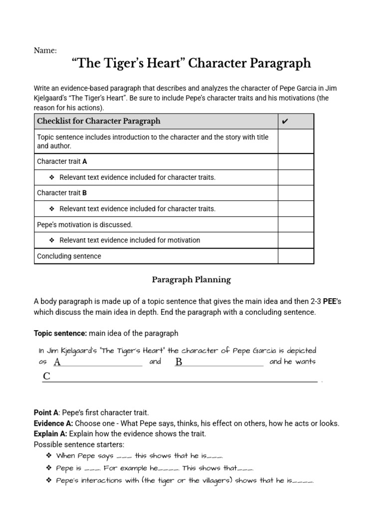 Tiger's Heart Paragraph | PDF | Cognition | Psychology