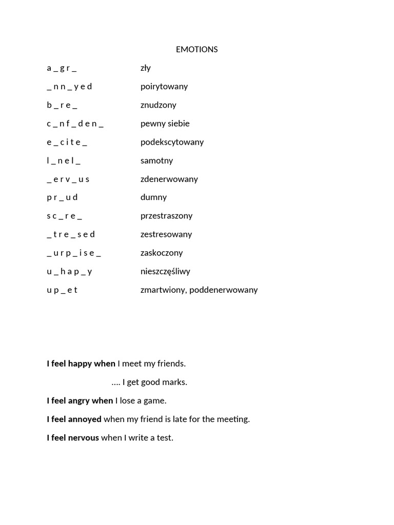 Unit 4 Emotions | PDF