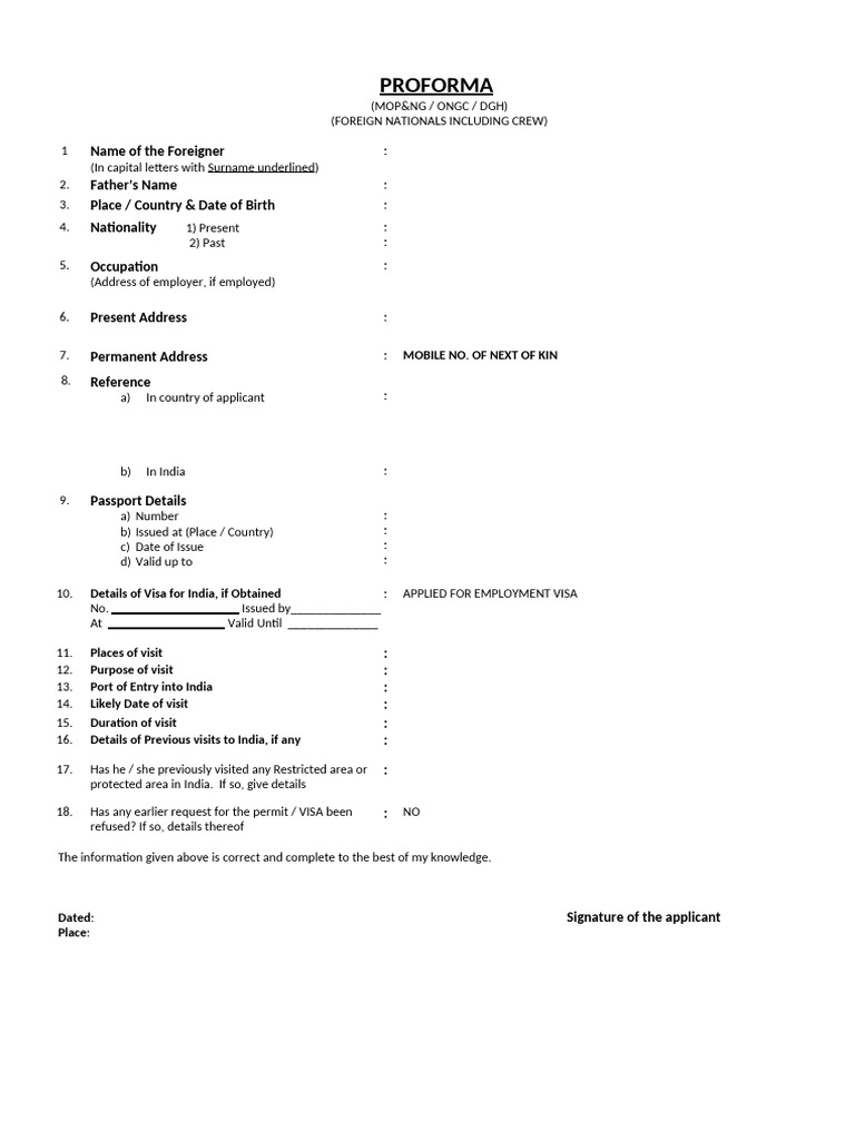 Foreign Nationals Entry Form | PDF