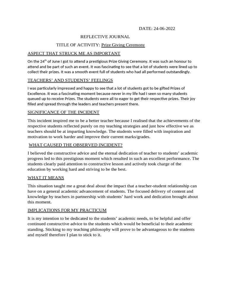 Reflective Journal | PDF