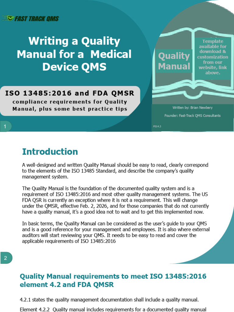Writing A Quality Manual For Your QMS | PDF | Quality Management System ...