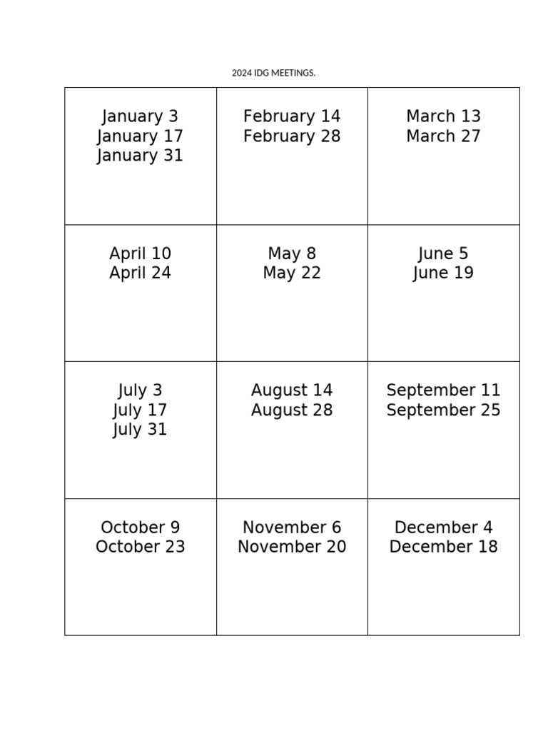 2024 Idg Meetings | PDF