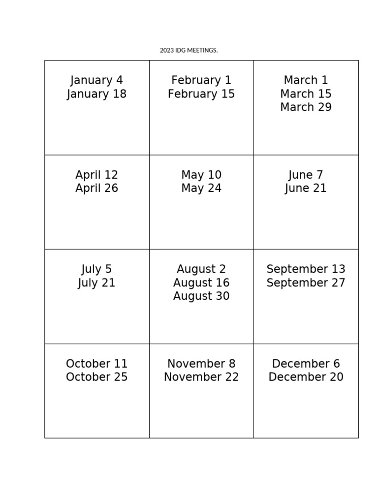 2023 Idg Meetings | PDF