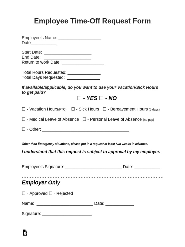 Time Off Request Form | PDF