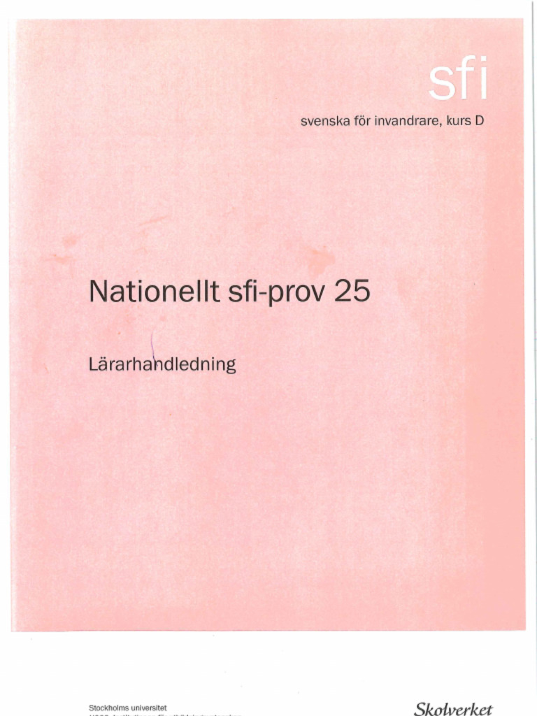 Kopia Av Nationellt Sfi-Prov 25 - Lärarhandledning | PDF