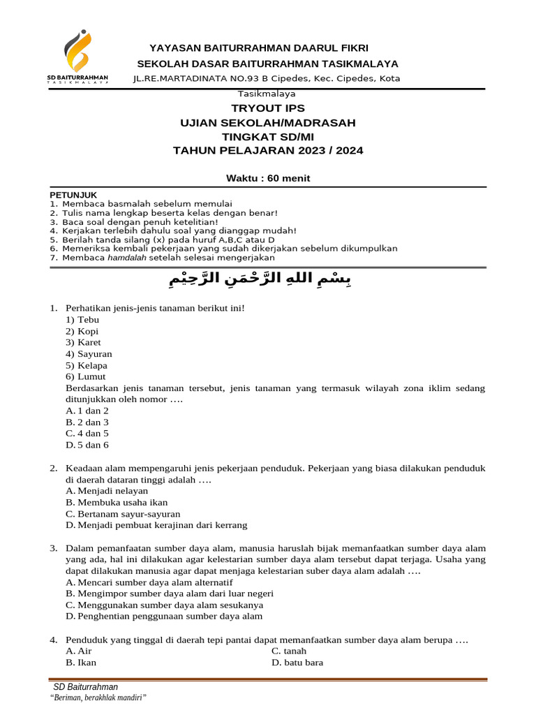 Soal TRY OUT 1 IPS | PDF