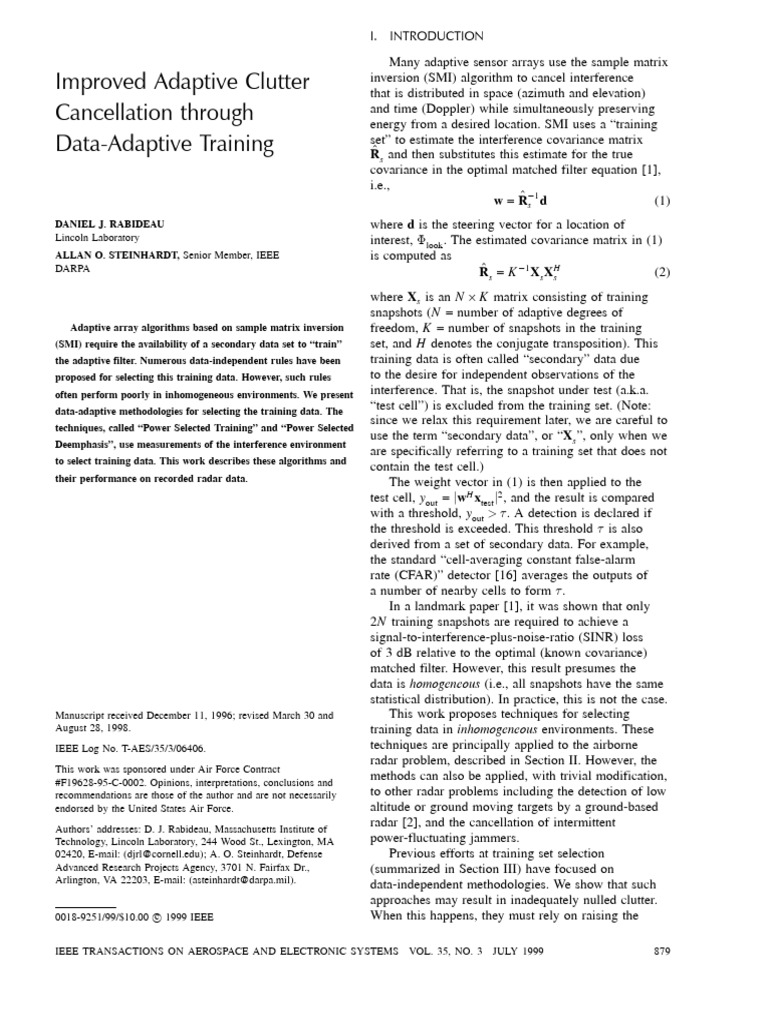 Improved Adaptive Clutter Cancellation Through Data-Adaptive Training ...