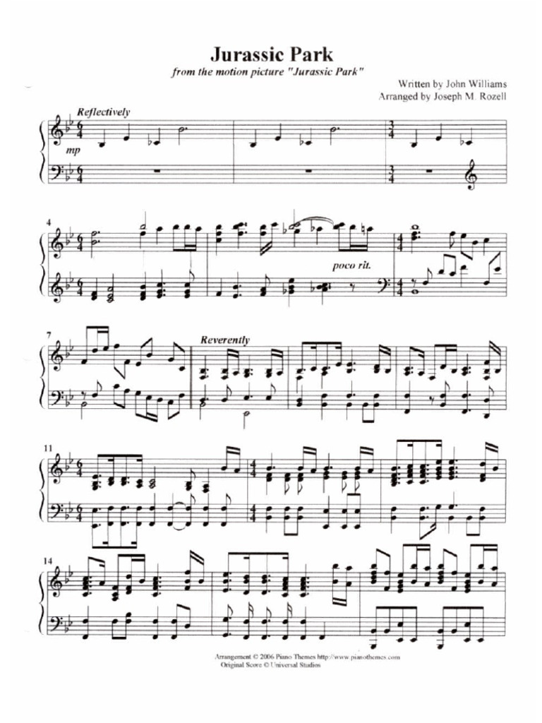 Jurassic Park - Main Theme - John Williams | PDF
