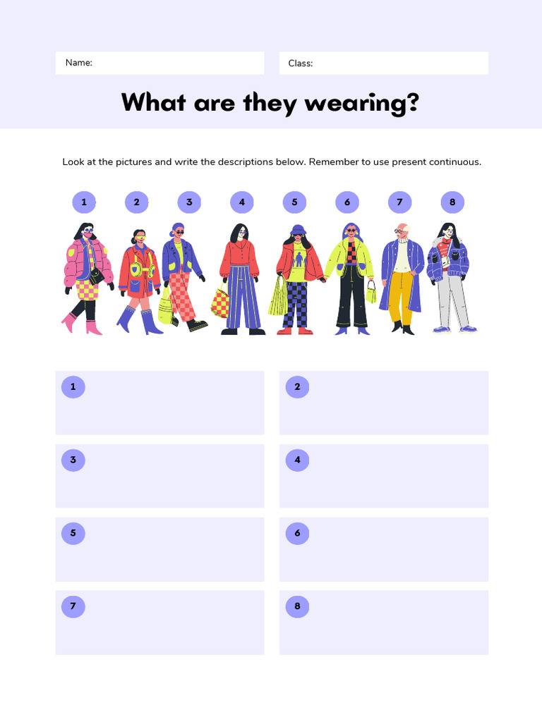 Describing Outfits in Present Continuous | PDF