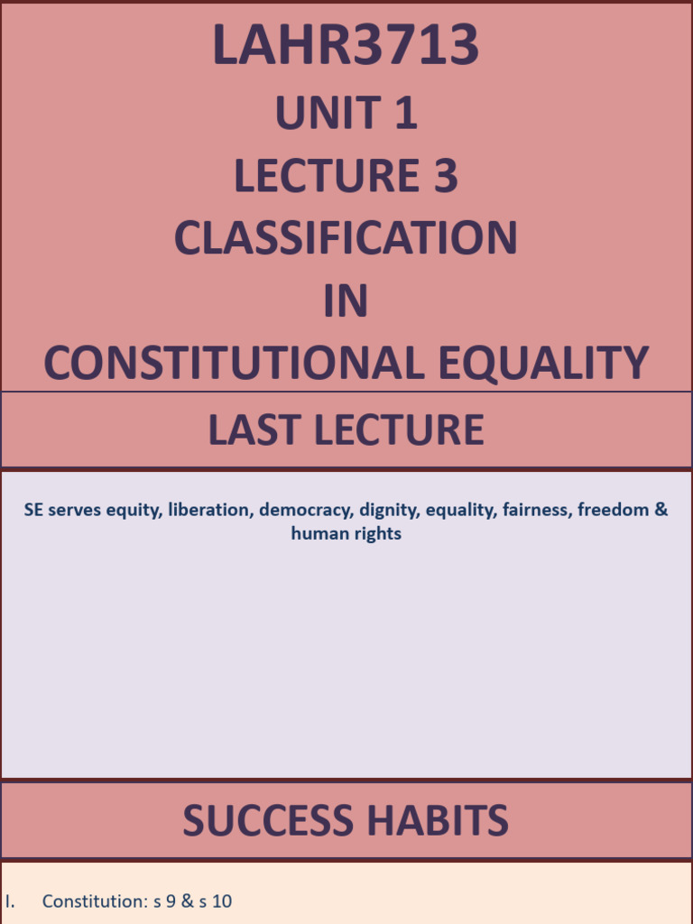 2402163_Lecture 3 Classification in Constitutional Equality_FV | PDF | Discrimination | Social ...