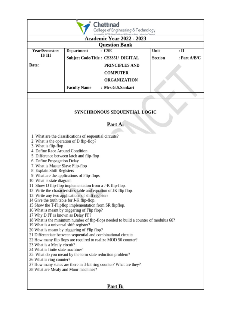 CCET0388_d255ad90a6_Question bank UNIT 2-DPCO (2) | PDF | Digital Technology | Computer Engineering