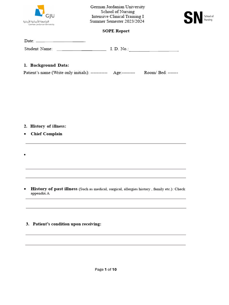 SOPE - Intensive Training I Form | PDF | Medical Diagnosis | Physical ...