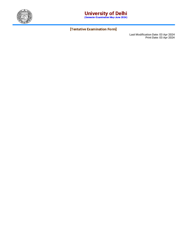 Exam Form Final 6th Sem | PDF