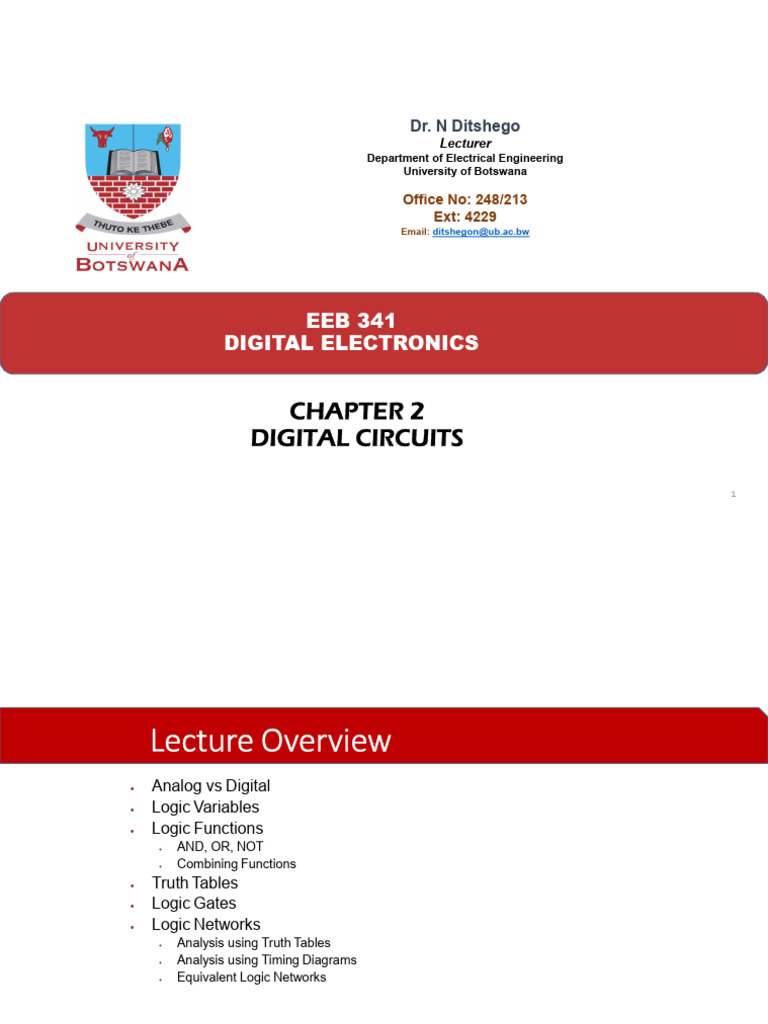 EEB341.Chapter02 DigitalCircuits PART1 | PDF | Logic Gate | Boolean Algebra
