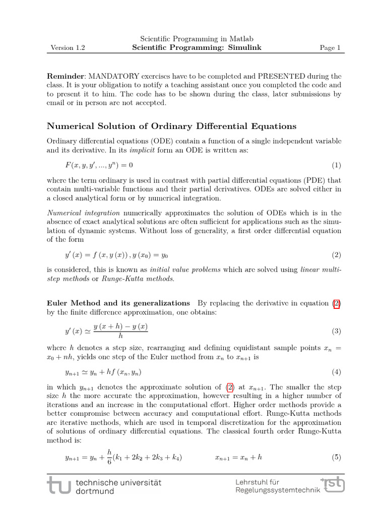 Simulink I Pdf Ordinary Differential Equation Numerical Analysis