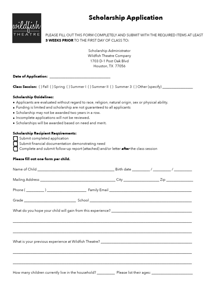 WF Scholarship Application | PDF