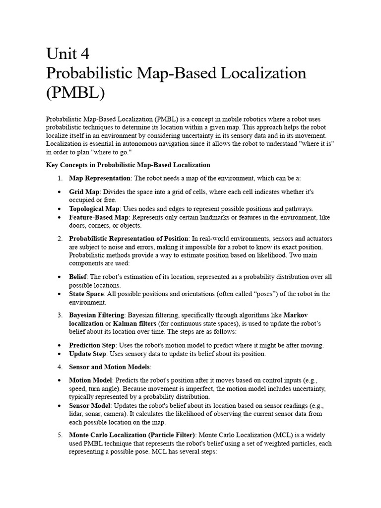 Unit 4 Probabilistic Map and Landmark-Based Navigation | PDF | Applied Mathematics