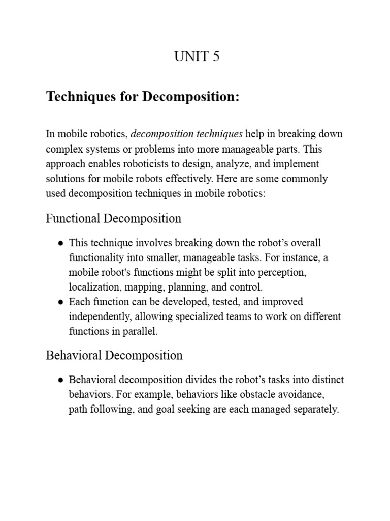 Unit 5 Techniques For Decomposition | PDF | Robotics | Robot