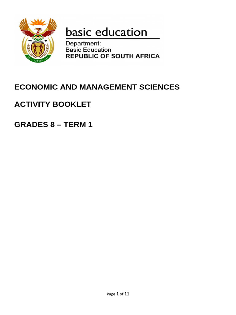 Economic Sciences Activity Booklet: Grade 8 | PDF | Taxes | Equity ...