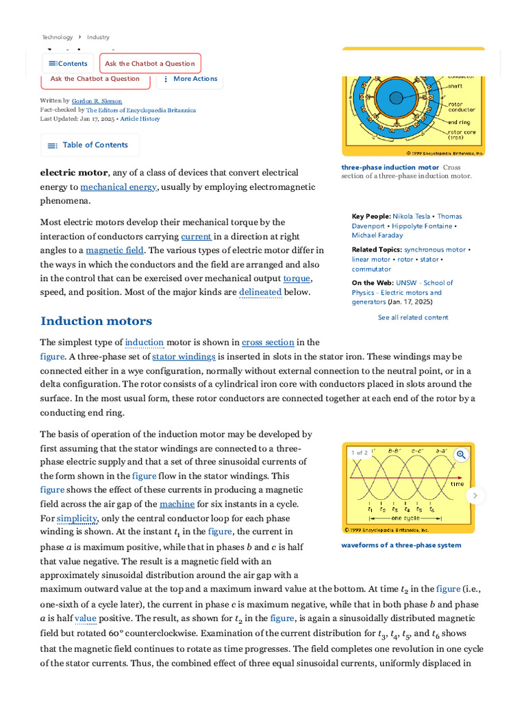 Electric Motor - Definition, Types, & Facts - Britannica | PDF