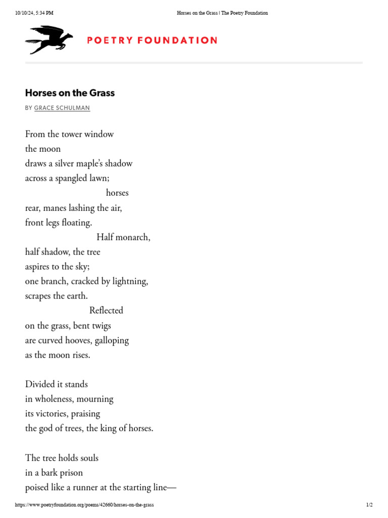 Horses On The Grass - The Poetry Foundation | PDF