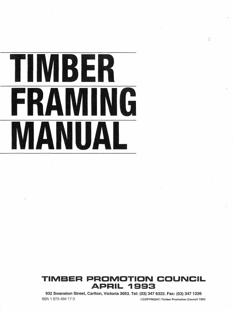 Timber Framing Manual Handbook | PDF | Framing (Construction) | Lumber