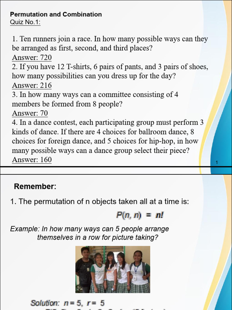 Permutation Combination LessonContinuation | PDF | Probability | Permutation