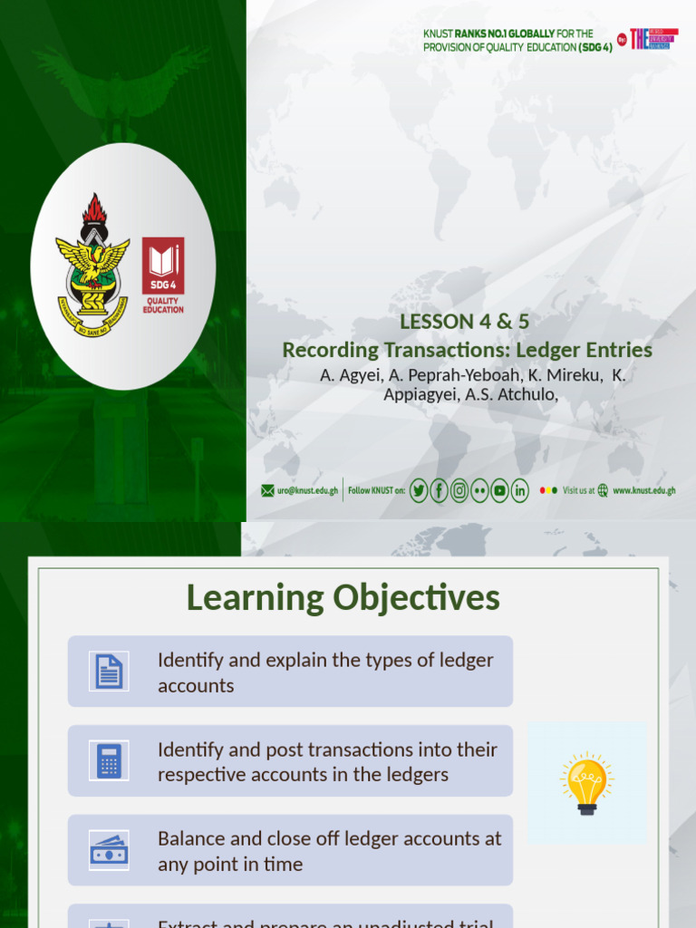 Lesson 4 & 5 Recording Transactions in Ledger Accounts NEW | PDF ...