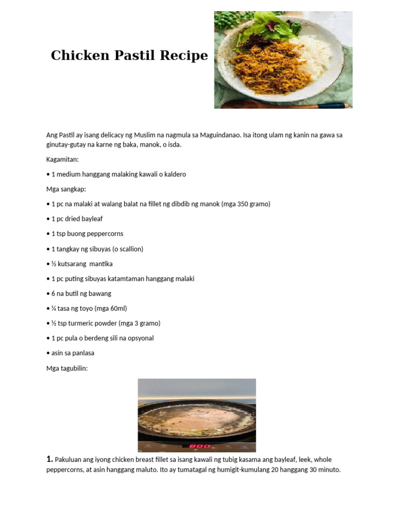 Chicken Pastil Recipe | PDF
