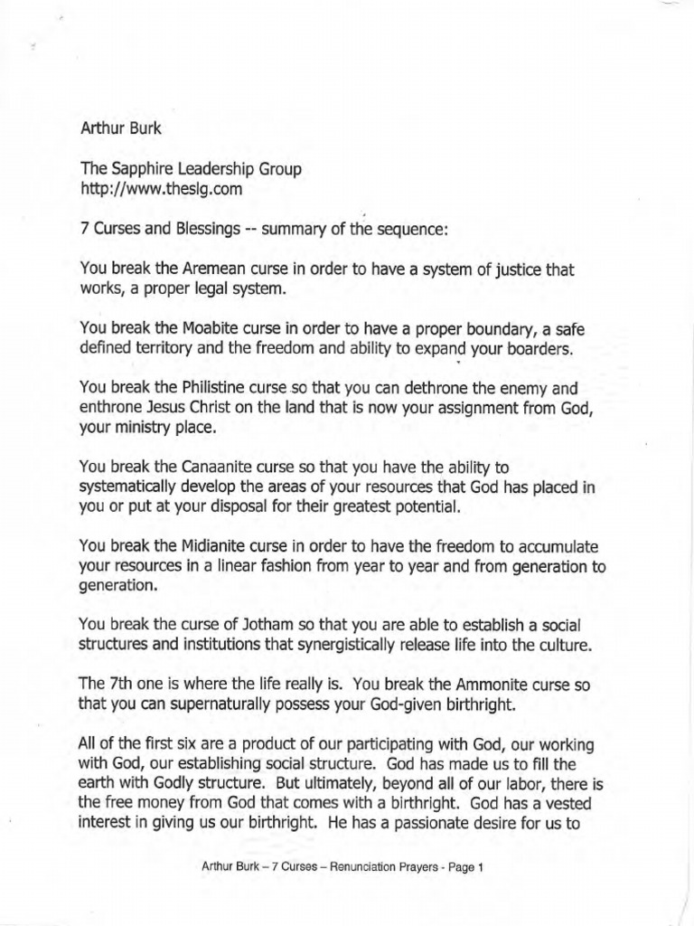 7 Curses Prayers | PDF