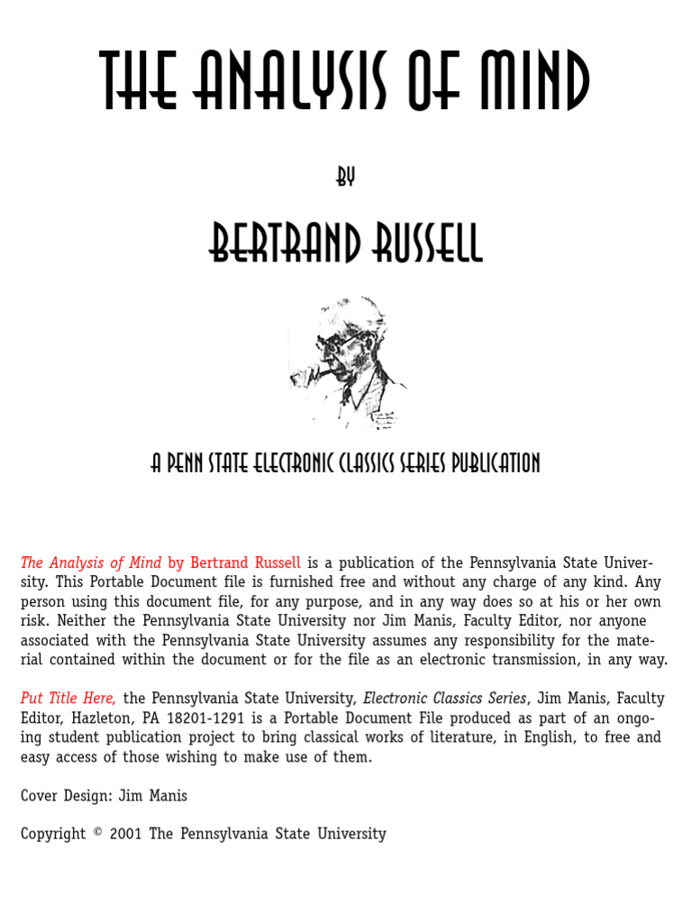 Analysis-Mind by Bertrand Russell | PDF | Thought | Mind