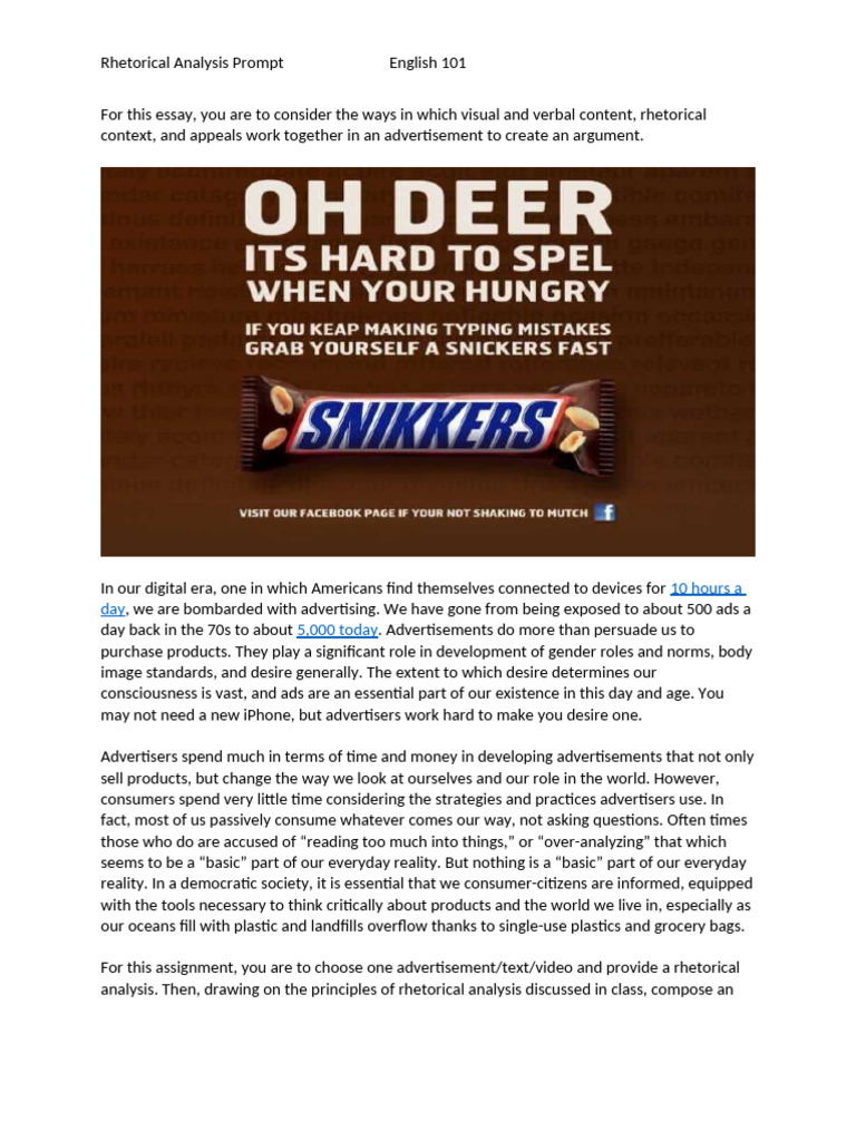 Advertisement Analysis Prompt | PDF | Rhetoric | Advertising