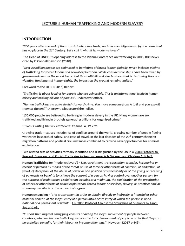 21-22 Lecture 5 Human Trafficking | PDF | Human Trafficking | Smuggling