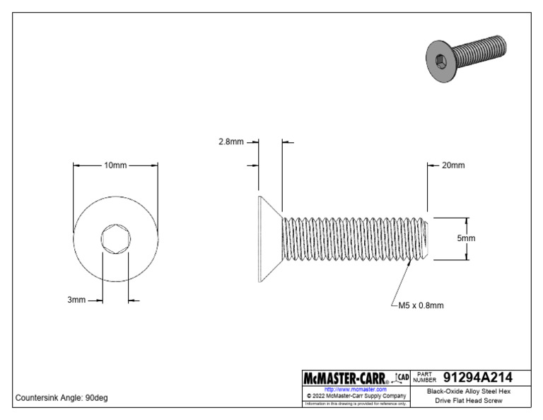 91294A214_Black-Oxide Alloy Steel Hex Drive Flat Head Screw | PDF