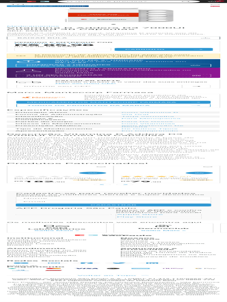 Vitamina D Addera D3 7000UI Cosmed 30 Cápsulas - Drogaria Sao Paulo | PDF | Vitamina D | Vitamina