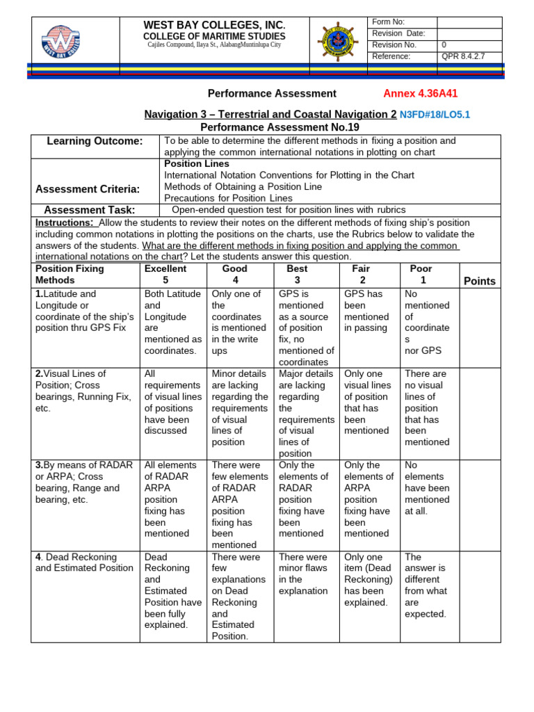 Assessment 19 | PDF | Navigation | Longitude