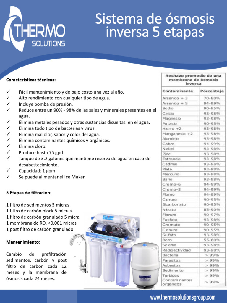 Sistema Ósmosis Inversa 5 Etapas | PDF