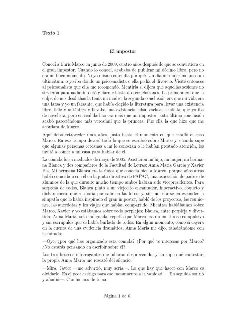 Texto El Impostor | PDF