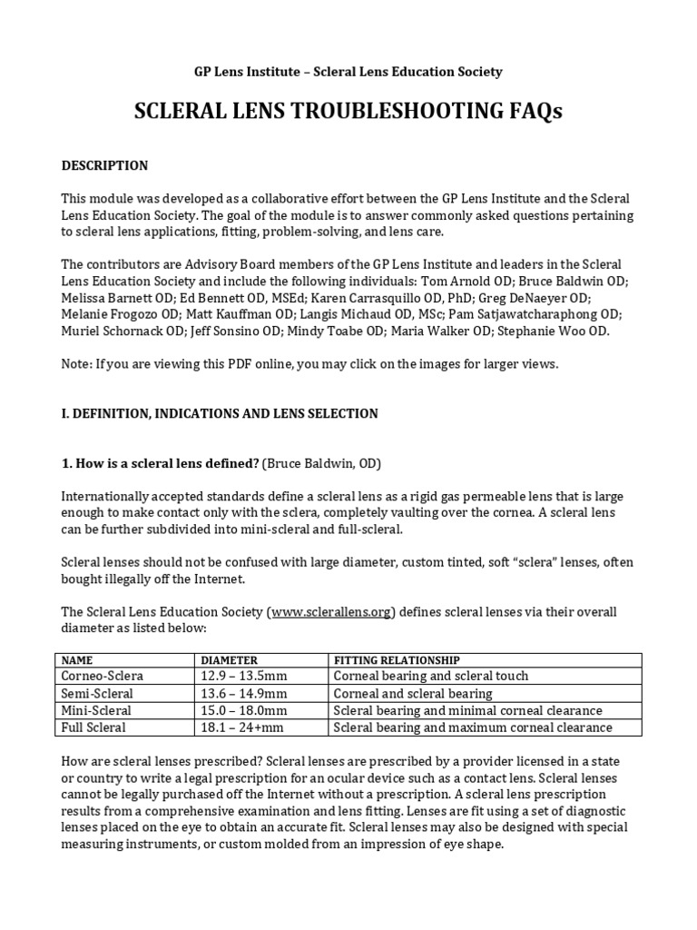 Scleral Lenses Fitting Troubleshooting | PDF | Cornea | Contact Lens