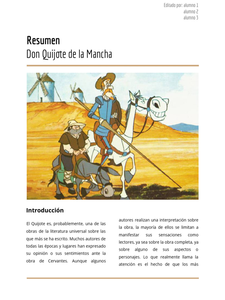 Actividad Word 4 | PDF | Don Quijote | Novelas