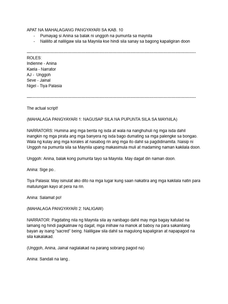 Fil Script For Buod Arte Card | PDF