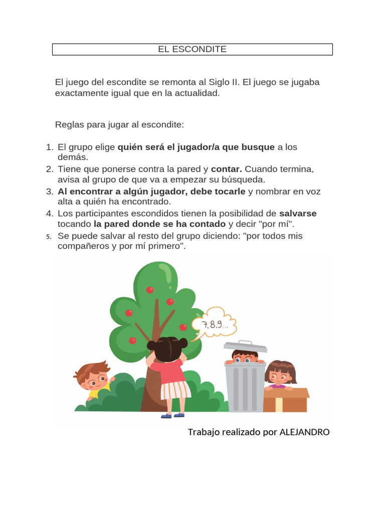 Reglas del juego del escondite | PDF