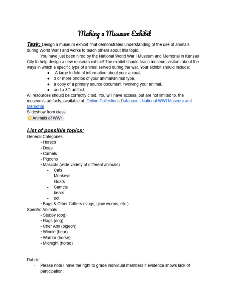 WW1 Museum Exhibit | PDF | Accuracy And Precision | Cognitive Science