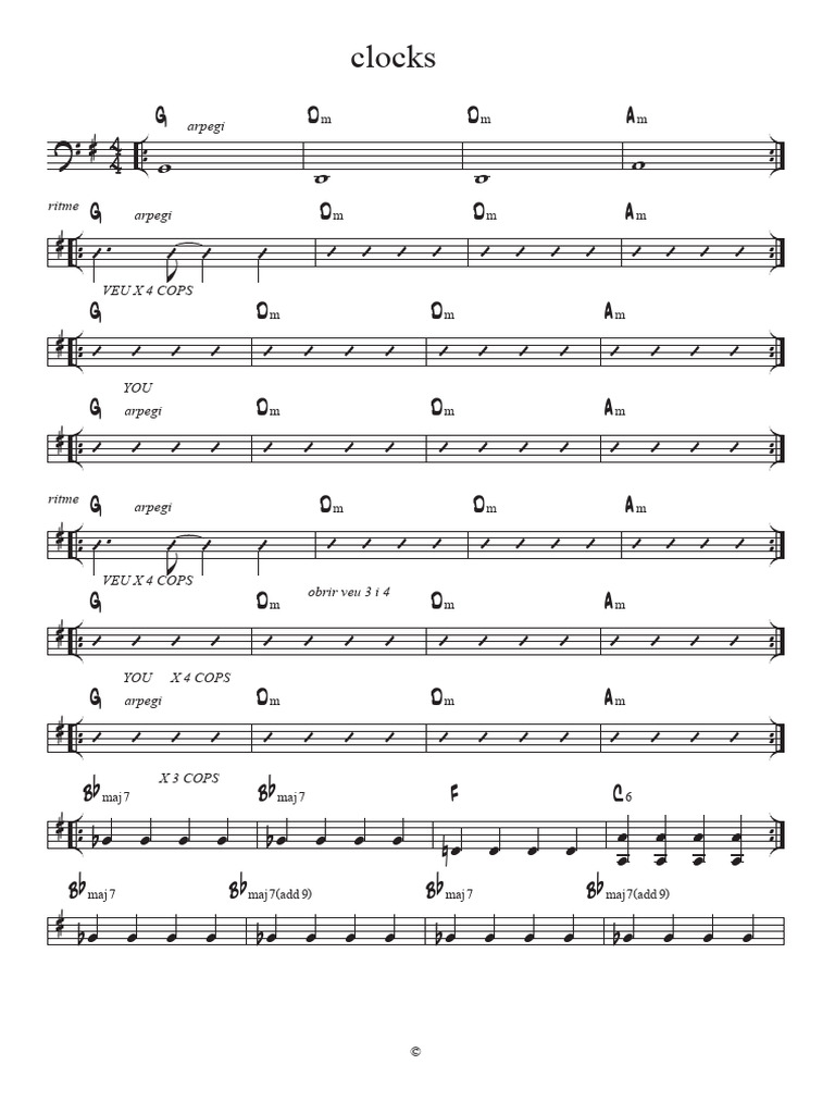 clocks - Score | PDF