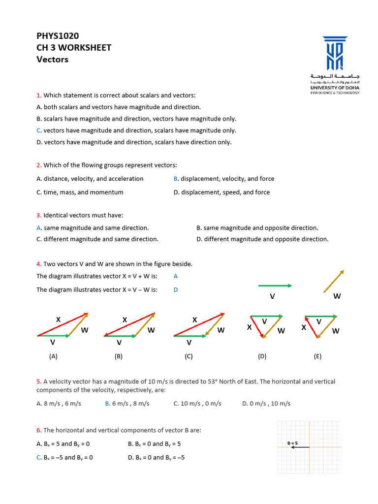 CH 3A Worksheet - Solution | PDF | Euclidean Vector | Velocity