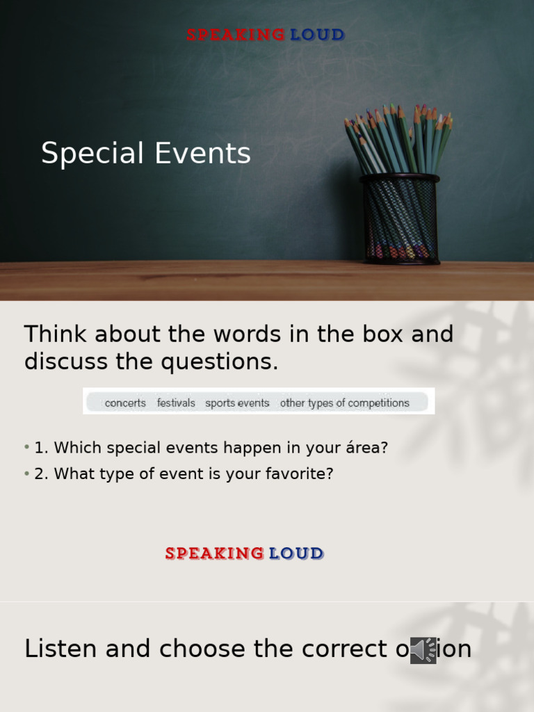 4.special Events - Speaking Loud | PDF
